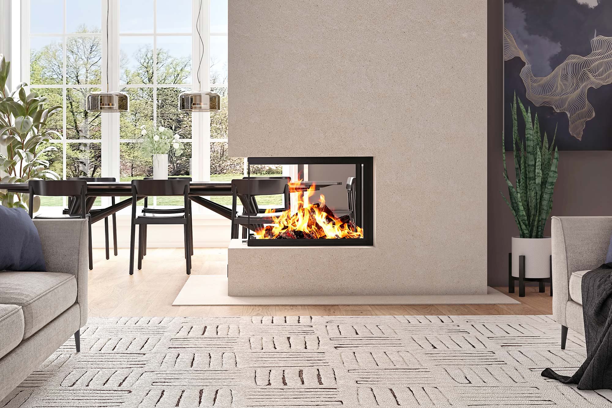 LUXUS® 28 Pier Fireplace: Panoramic View & High BTU Output | Heat Savers